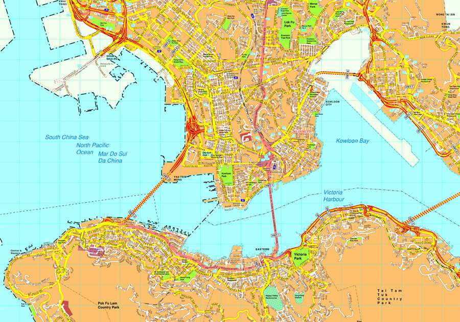 Hong Kong Vector map. EPS Illustrator Vector Maps of Asia Cities | Order and download Hong Kong ...
