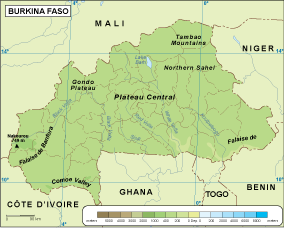 Burkina Faso physical eps map vector | Order and download Burkina Faso ...