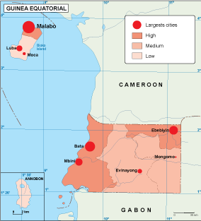 Equatorial Guinea population eps map vector | Digital Maps. Worldwide ...